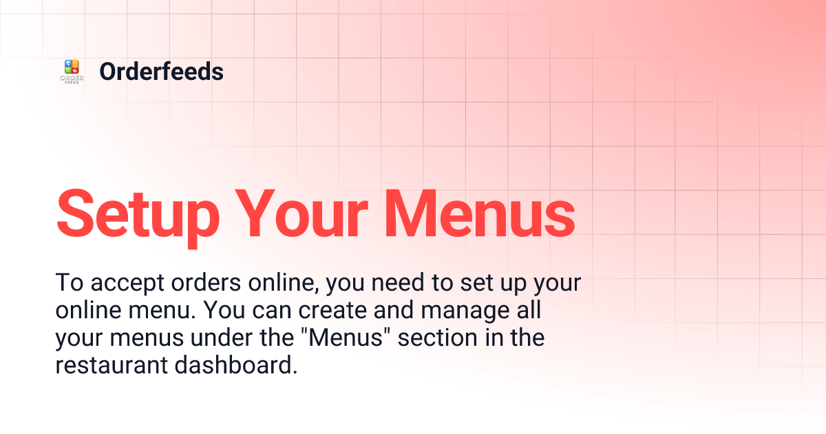 Setup Your Menus | Orderfeeds